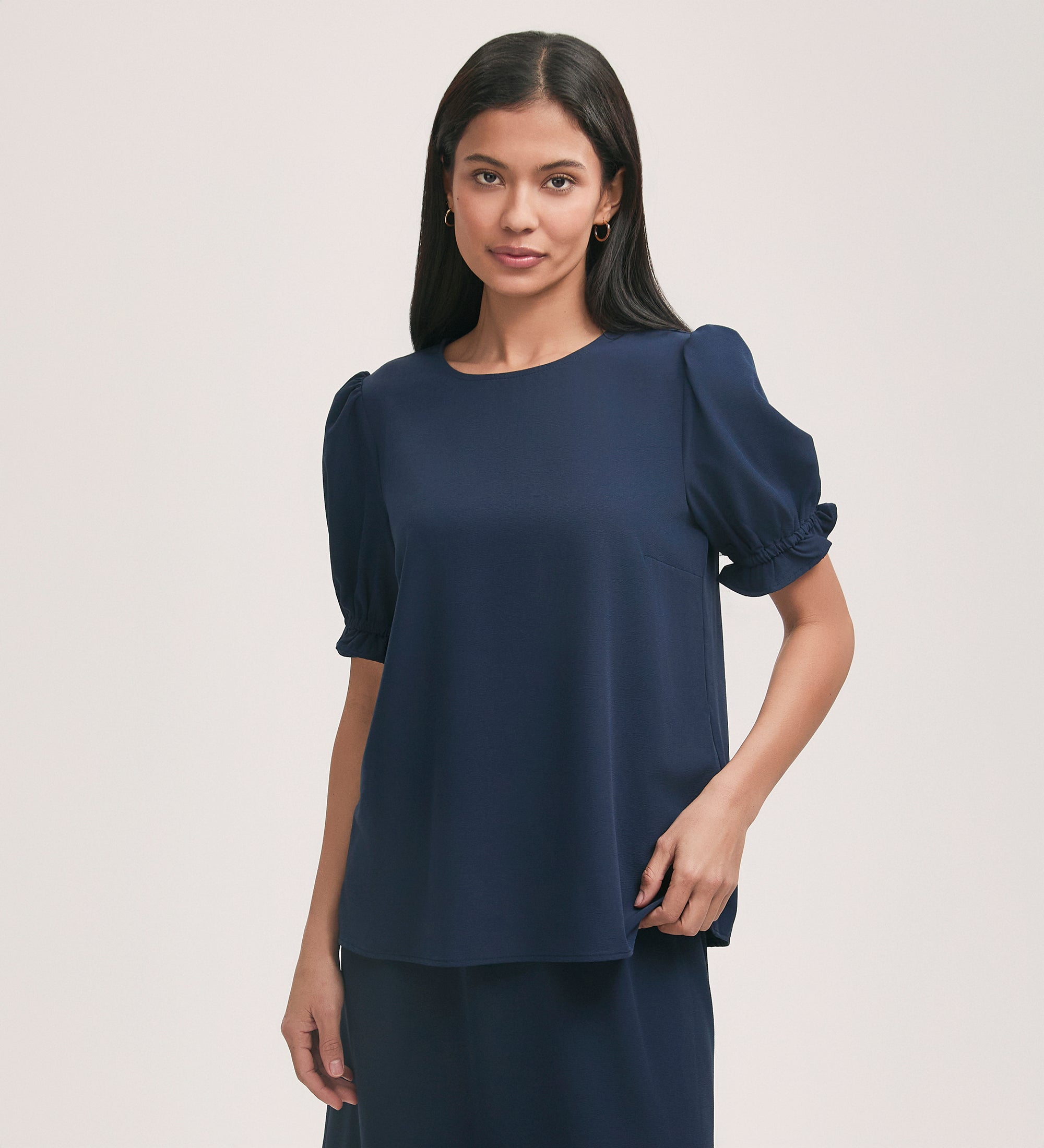 Charlie Navy Crepe T-Shirt – Finery London