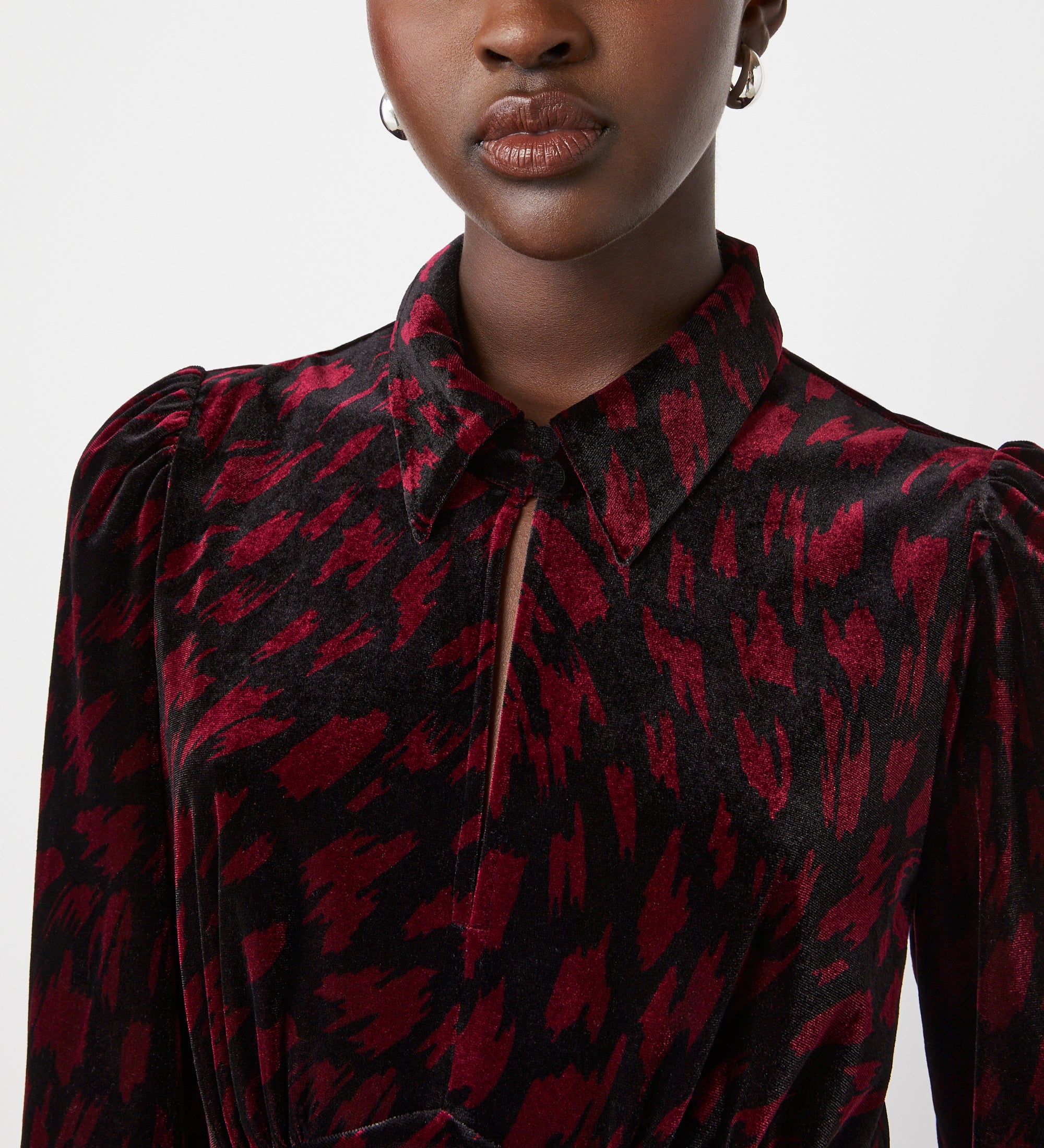 Capri Burgundy Animal Knee Length Dress | Finery London