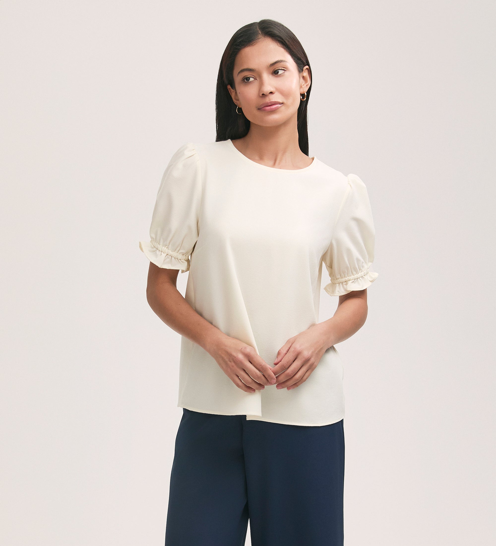 Charlie Ivory Crepe T-Shirt – Finery London
