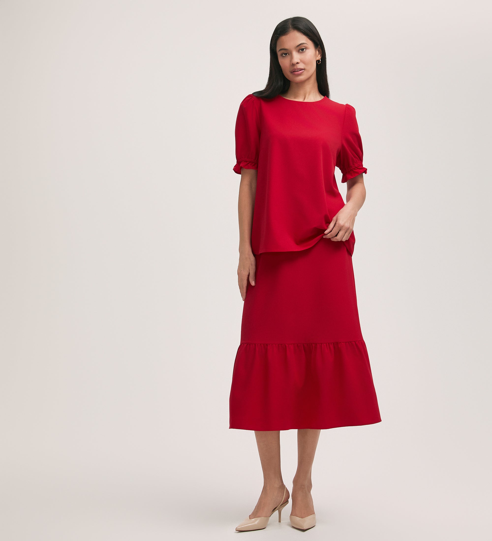 Charlie Red Crepe T-Shirt – Finery London
