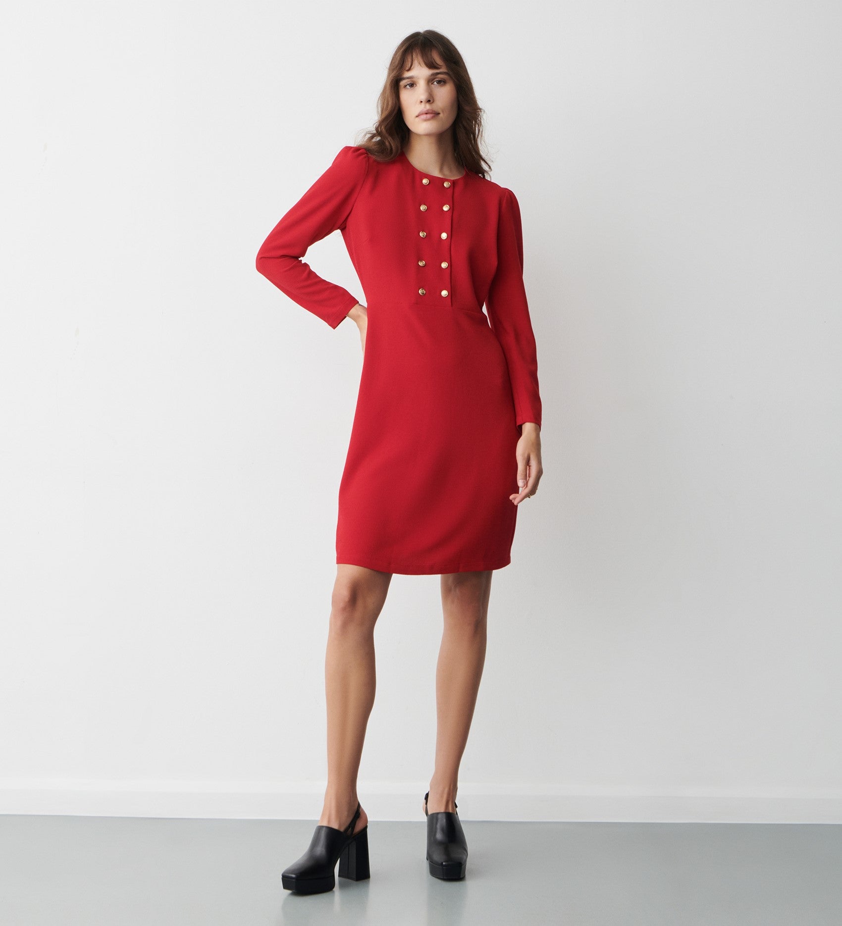 Tally Red Knee Length Dress – Finery London