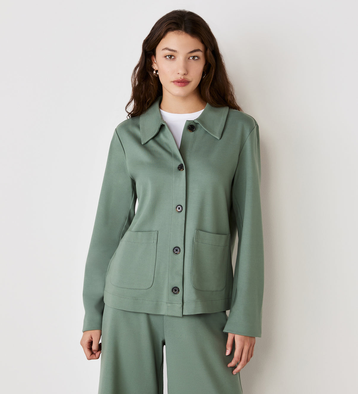 Enola Light Khaki Ponte Jersey Jacket – Finery London