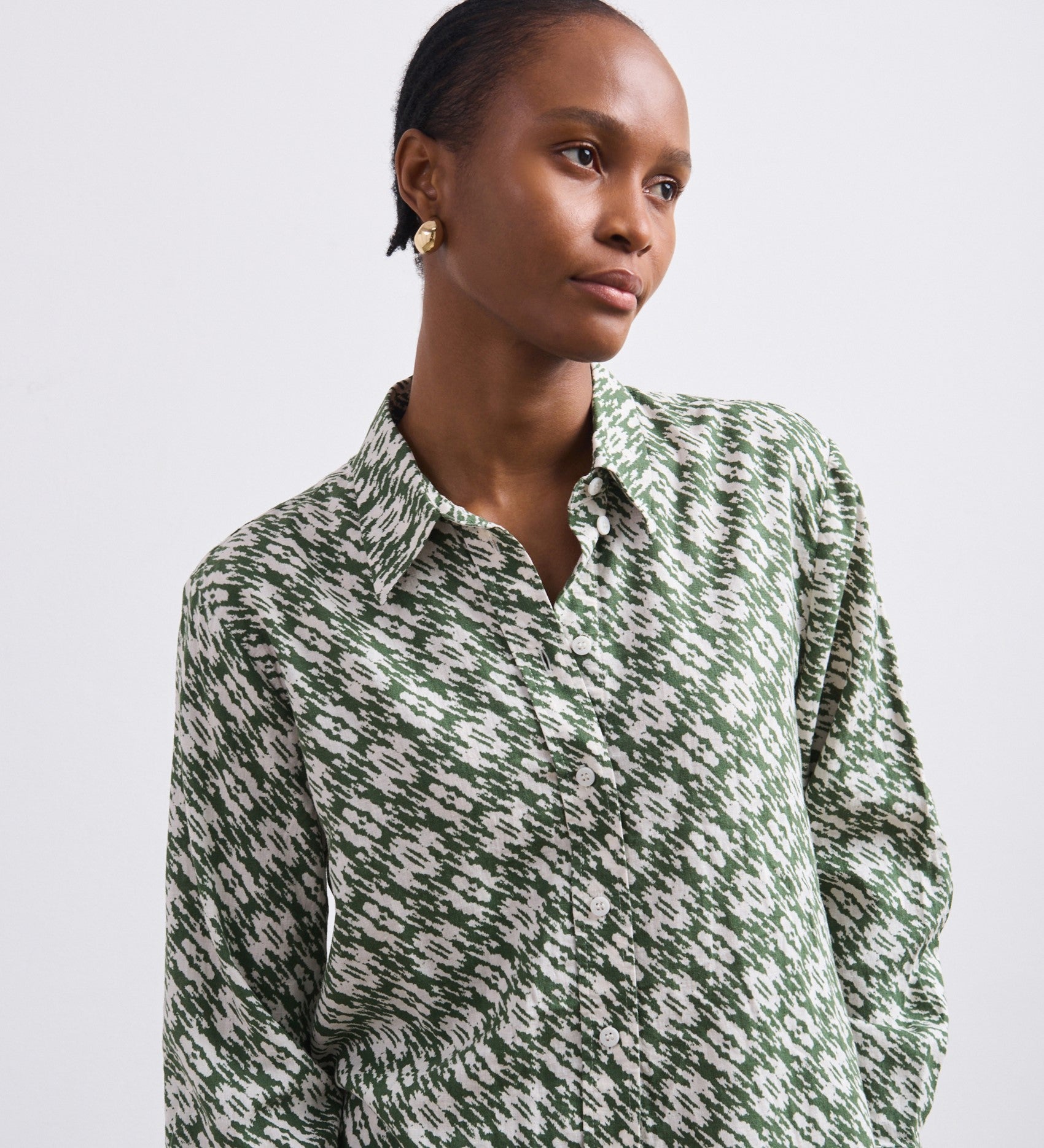Millie Green Ikat Linen Blend Shirt – Finery London