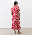 Isabella Red Paisley Tie Neck Crepe Midi Dress – Finery London
