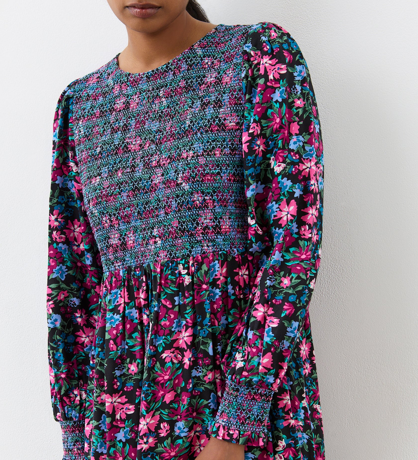Isha Pink Floral Midi Dress – Finery London