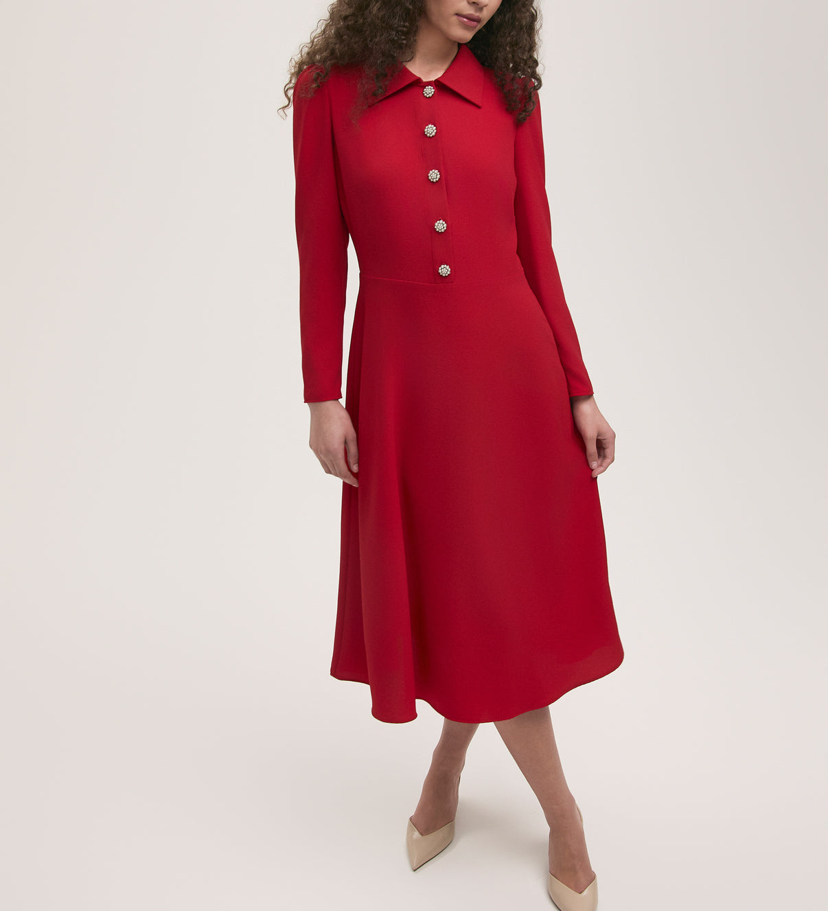 Lucia Red Crepe Midi Dress – Finery London