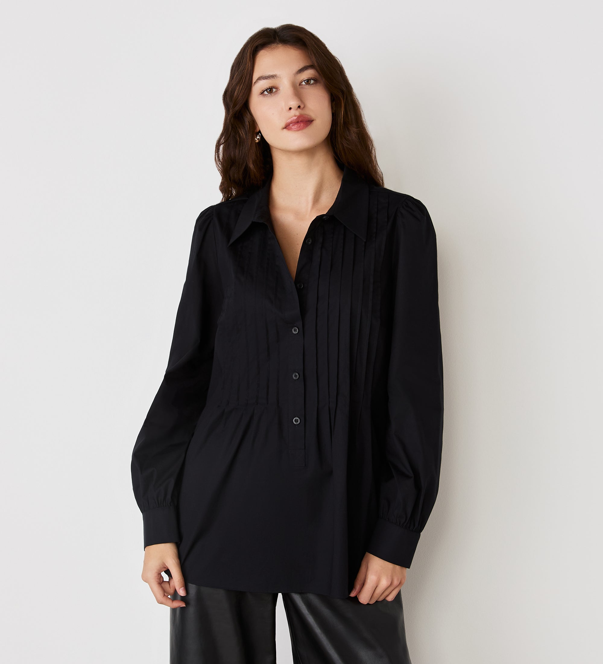 Mimi Black Cotton Rich Shirt – Finery London
