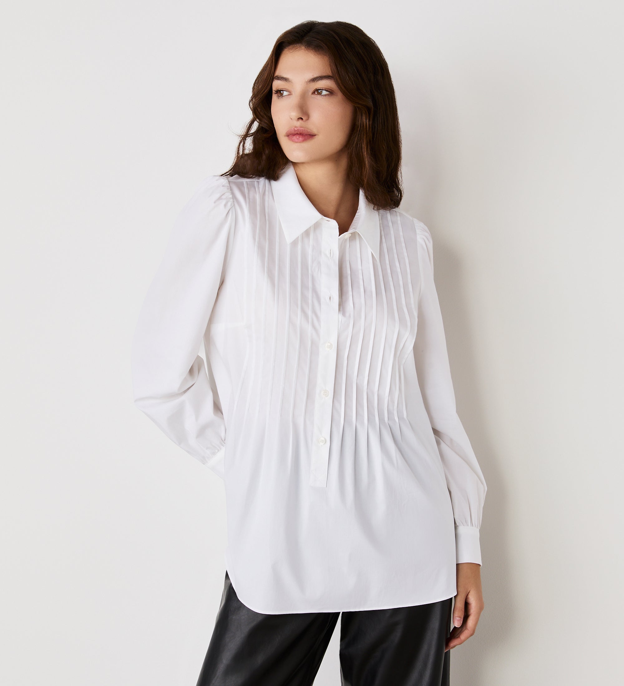 Mimi White Cotton Rich Shirt – Finery London