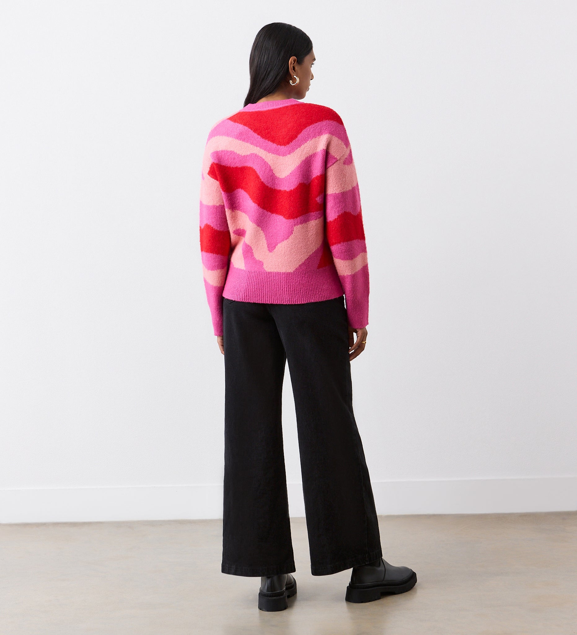 Minnie Pink Abstract Print Knitted Jumper – Finery London