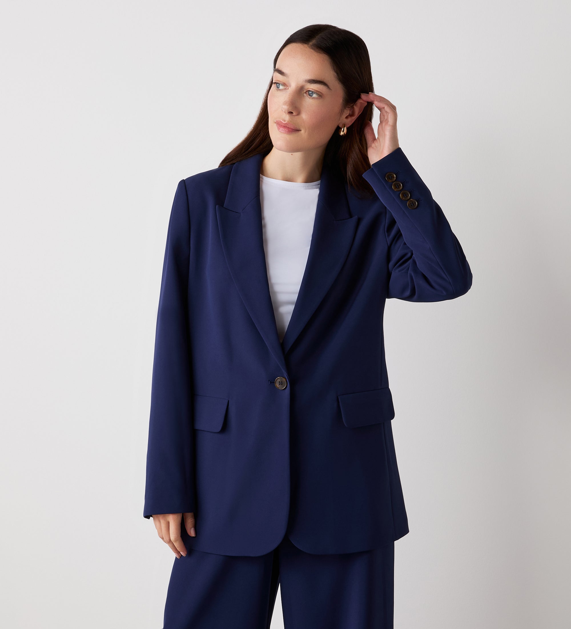 Myla Navy Longline Blazer – Finery London