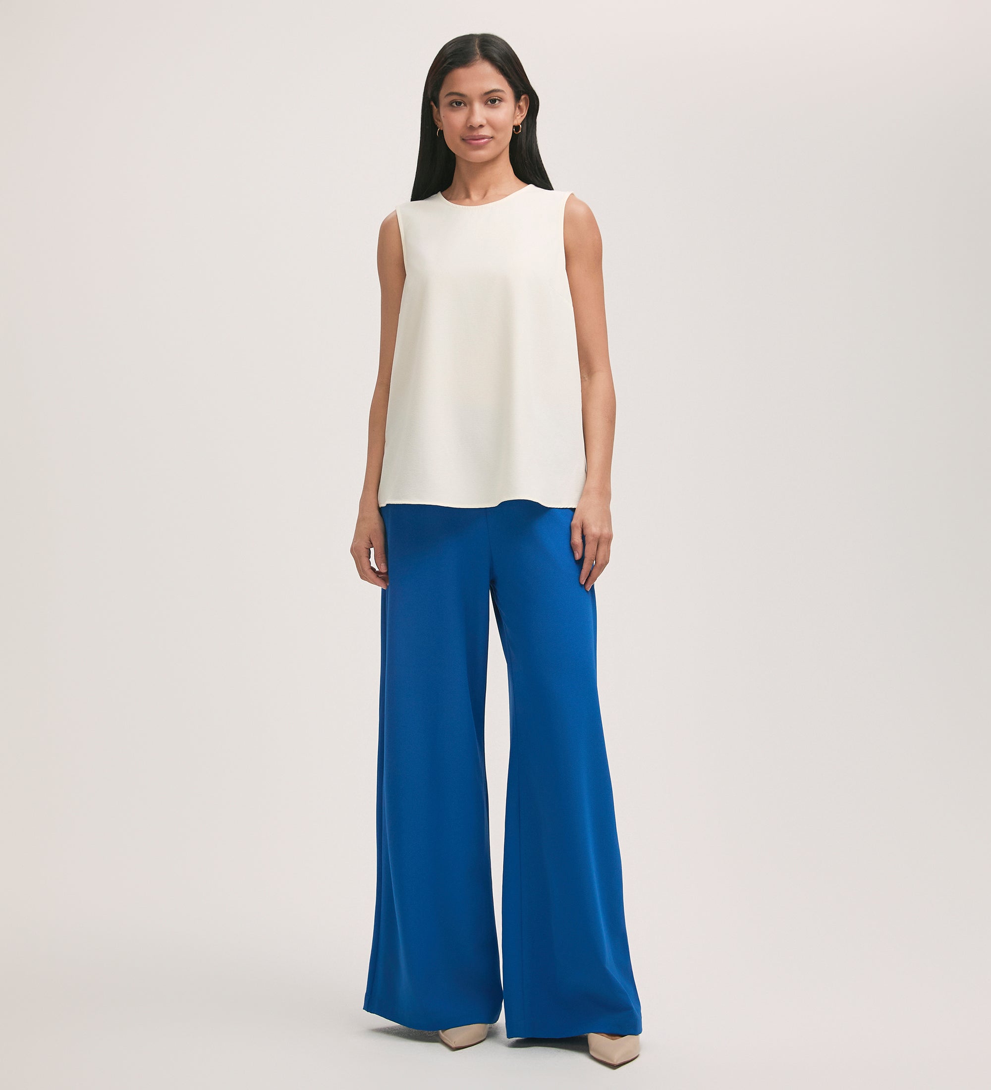 Nat Cobalt Blue Crepe Wide Leg Trousers – Finery London