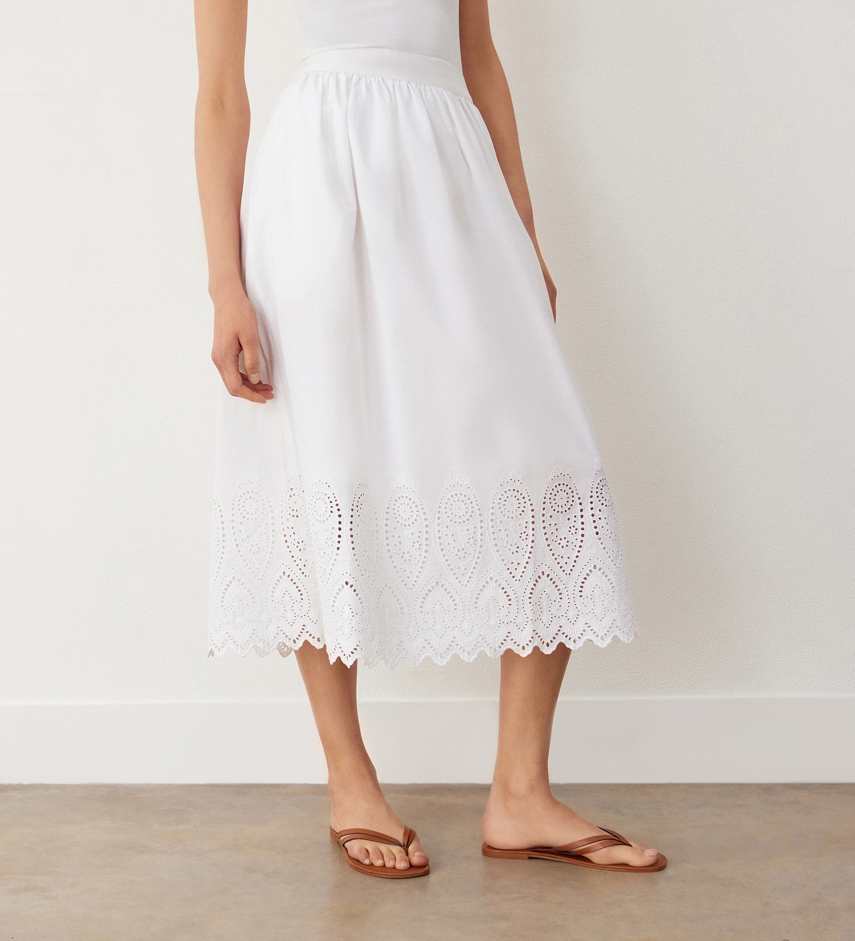 Avah White Broderie Anglaise Cotton Skirt – Finery London