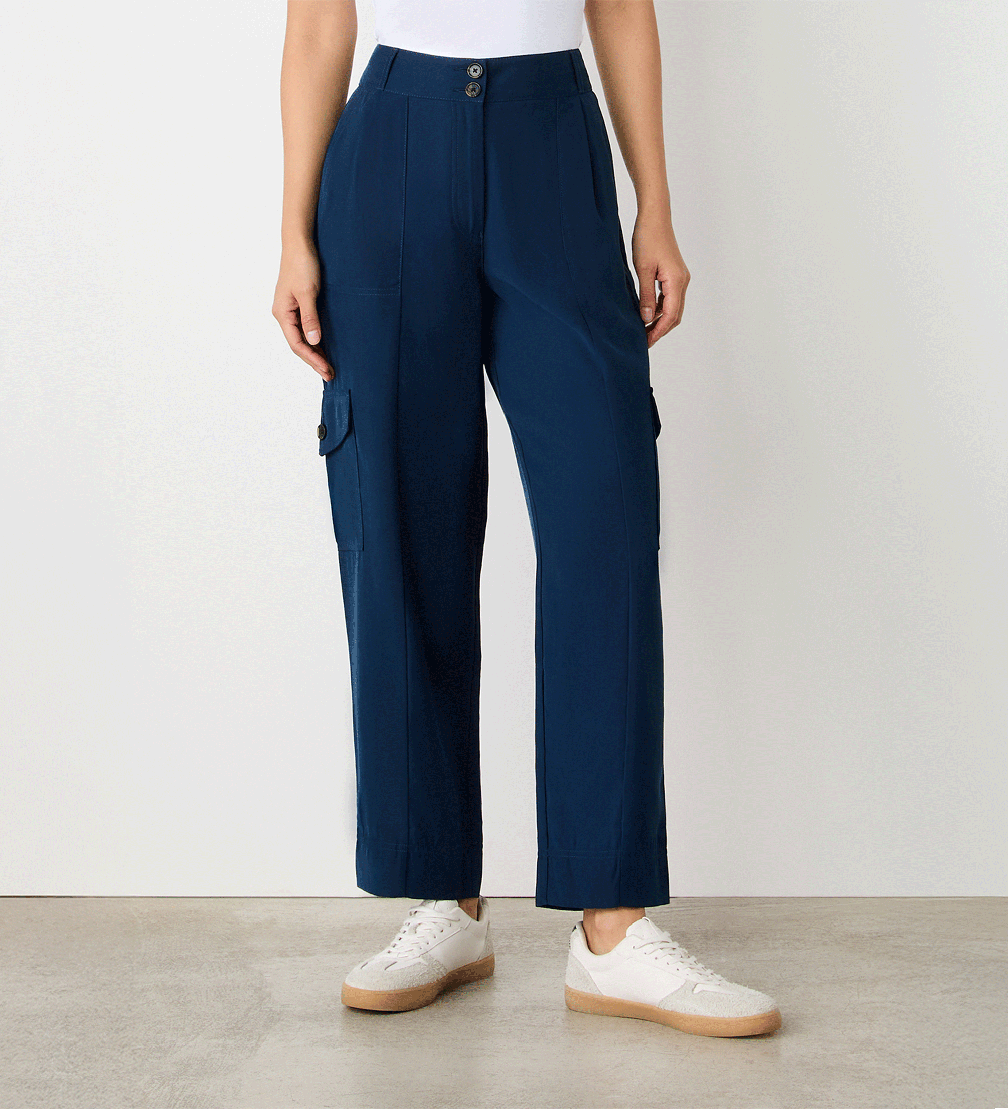 Sara Navy Cargo Trousers – Finery London