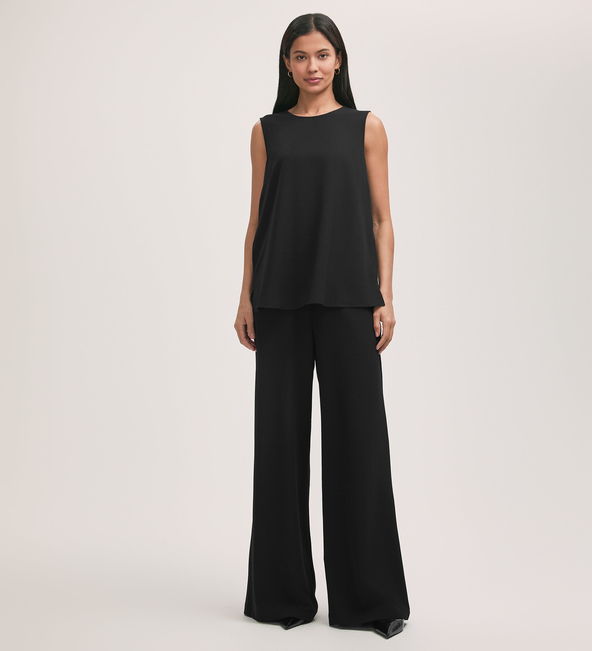 Nat Black Crepe Wide Leg Trousers – Finery London