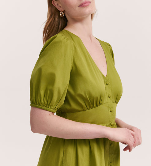 Addison Light Green Cotton Midi Tea Dress – Finery London