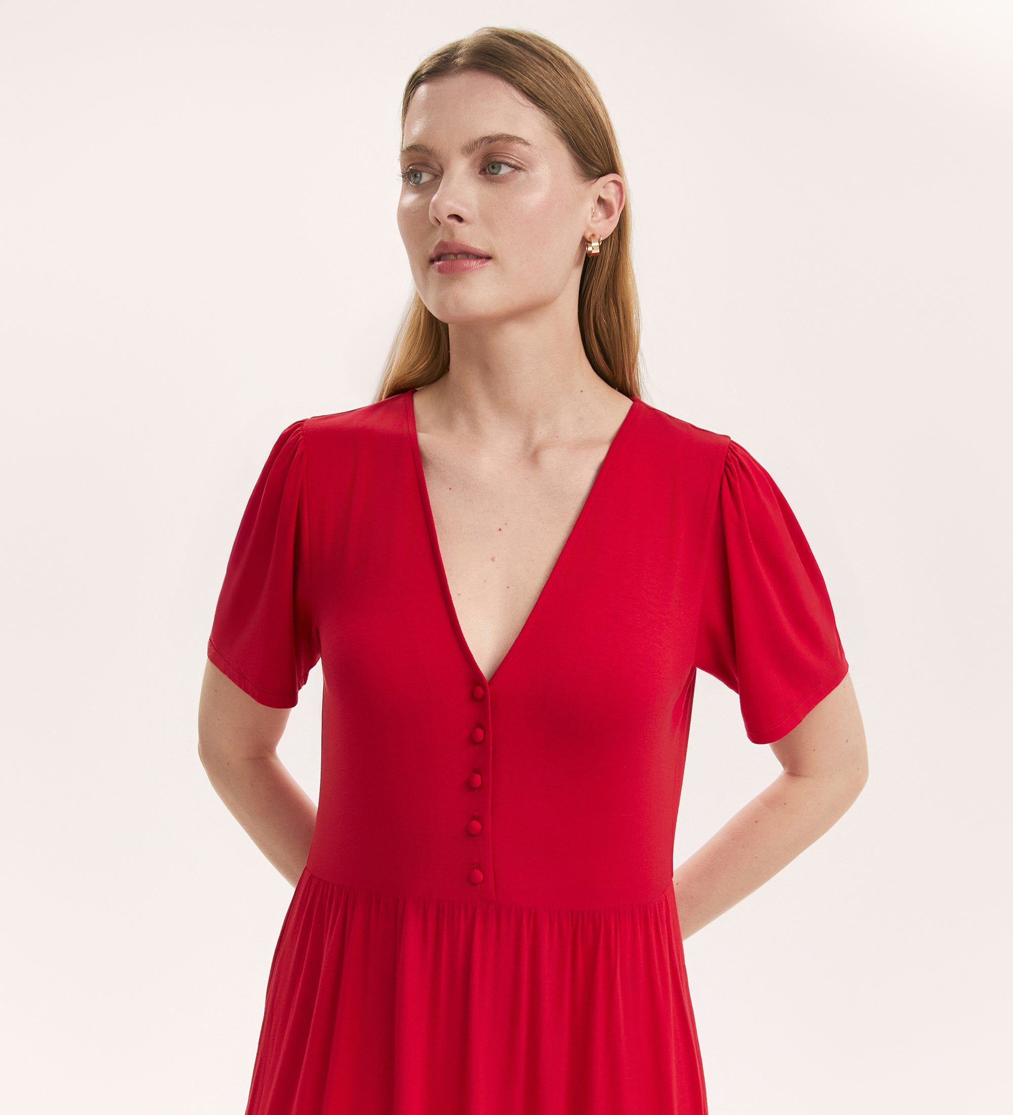 Edith Red Jersey Midi Dress – Finery London
