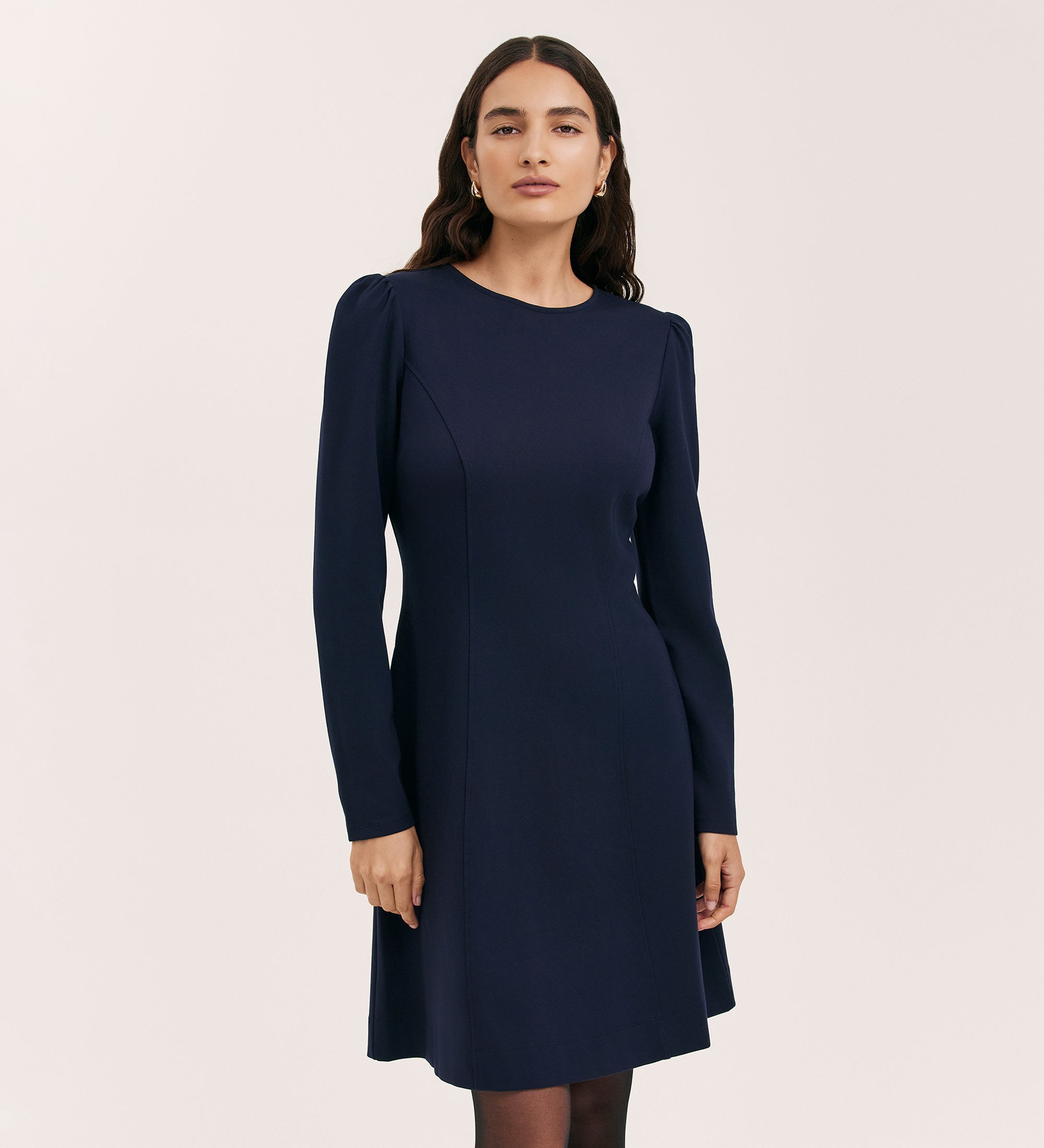 Jersey Short Dress | Navy Shift Dress with Sleeves | Finery London