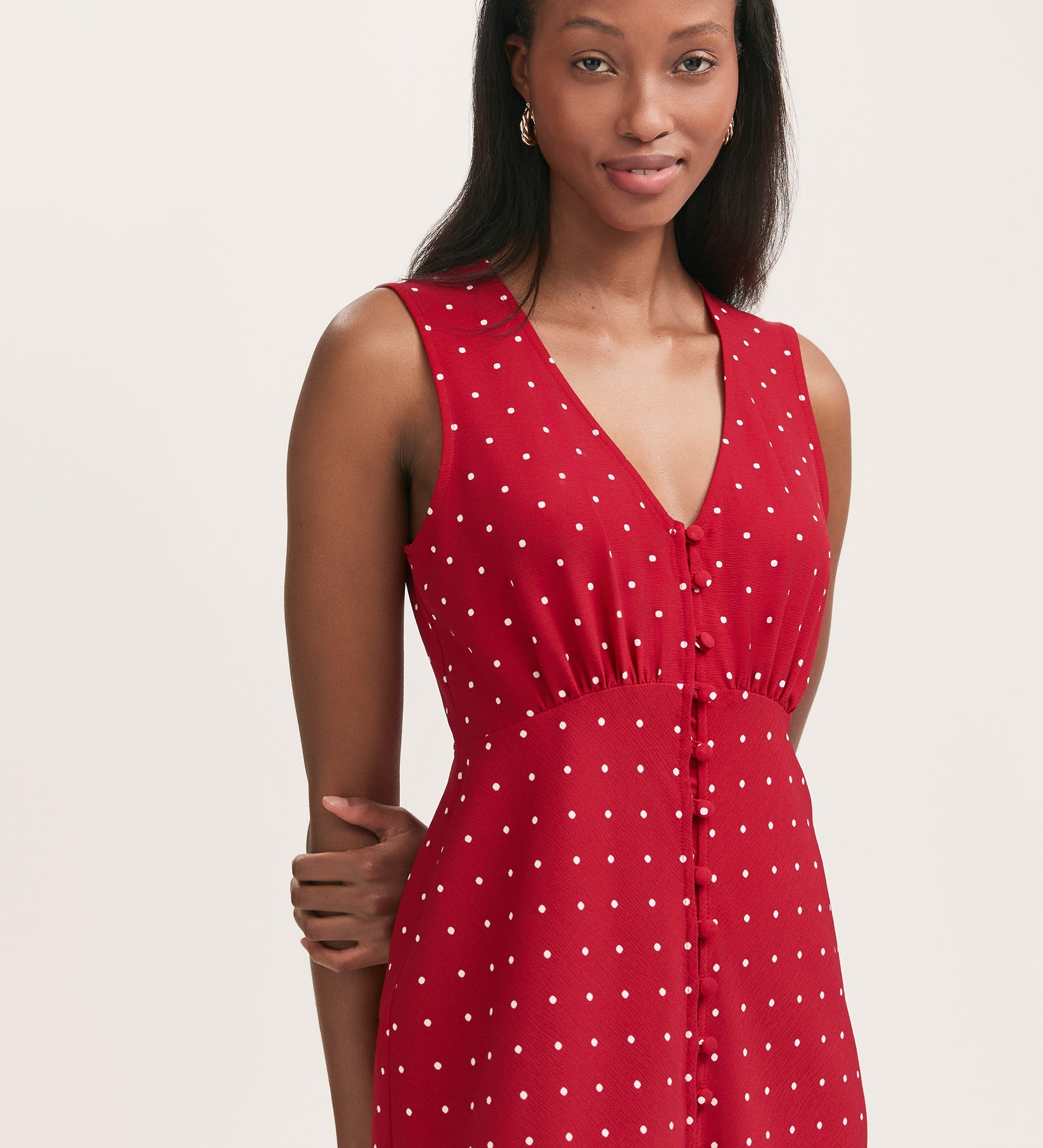 Flora Red Polka Dot Midi Dress – Finery London