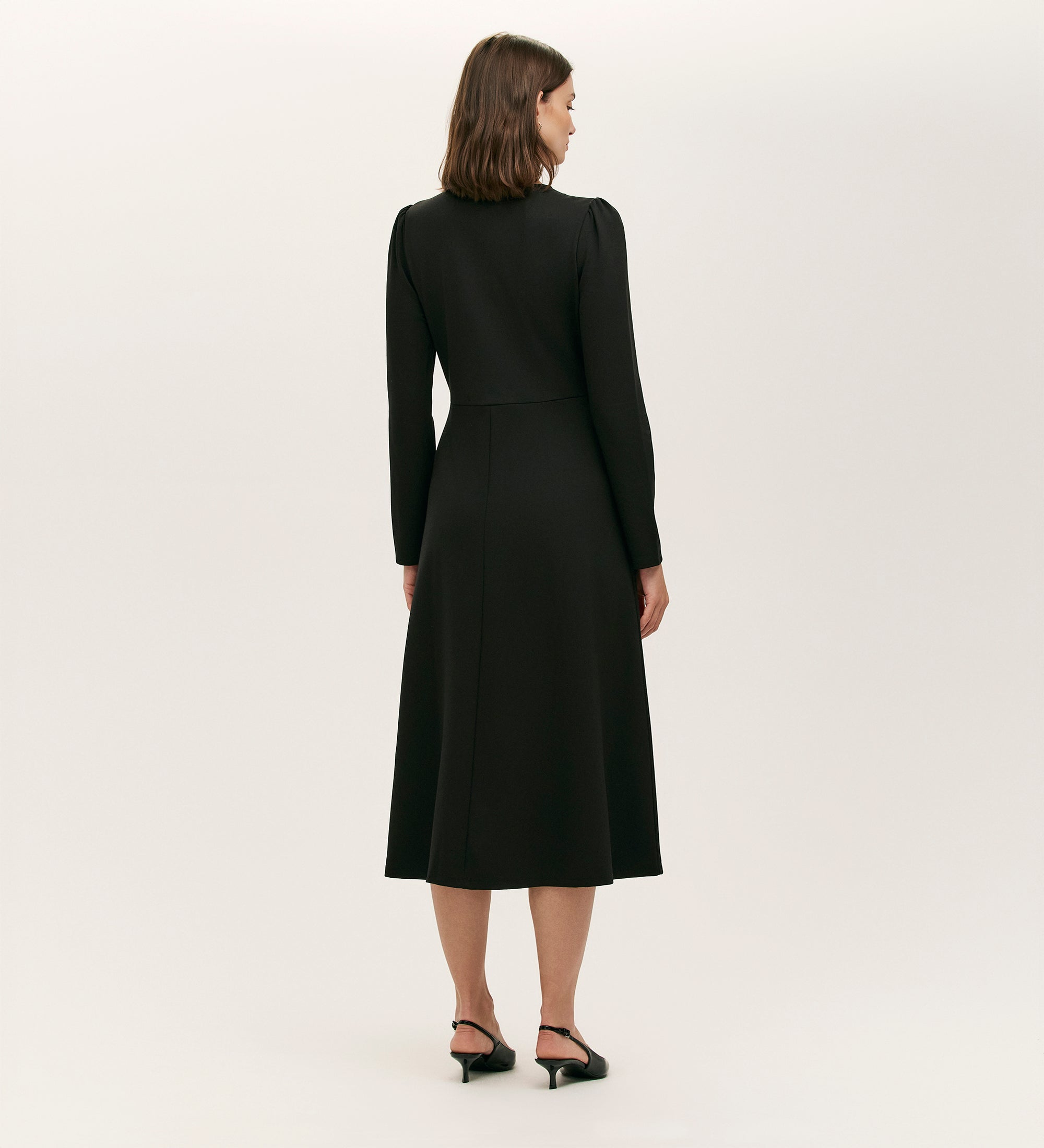 Gilly Black Ponte Jersey Midi Dress – Finery London