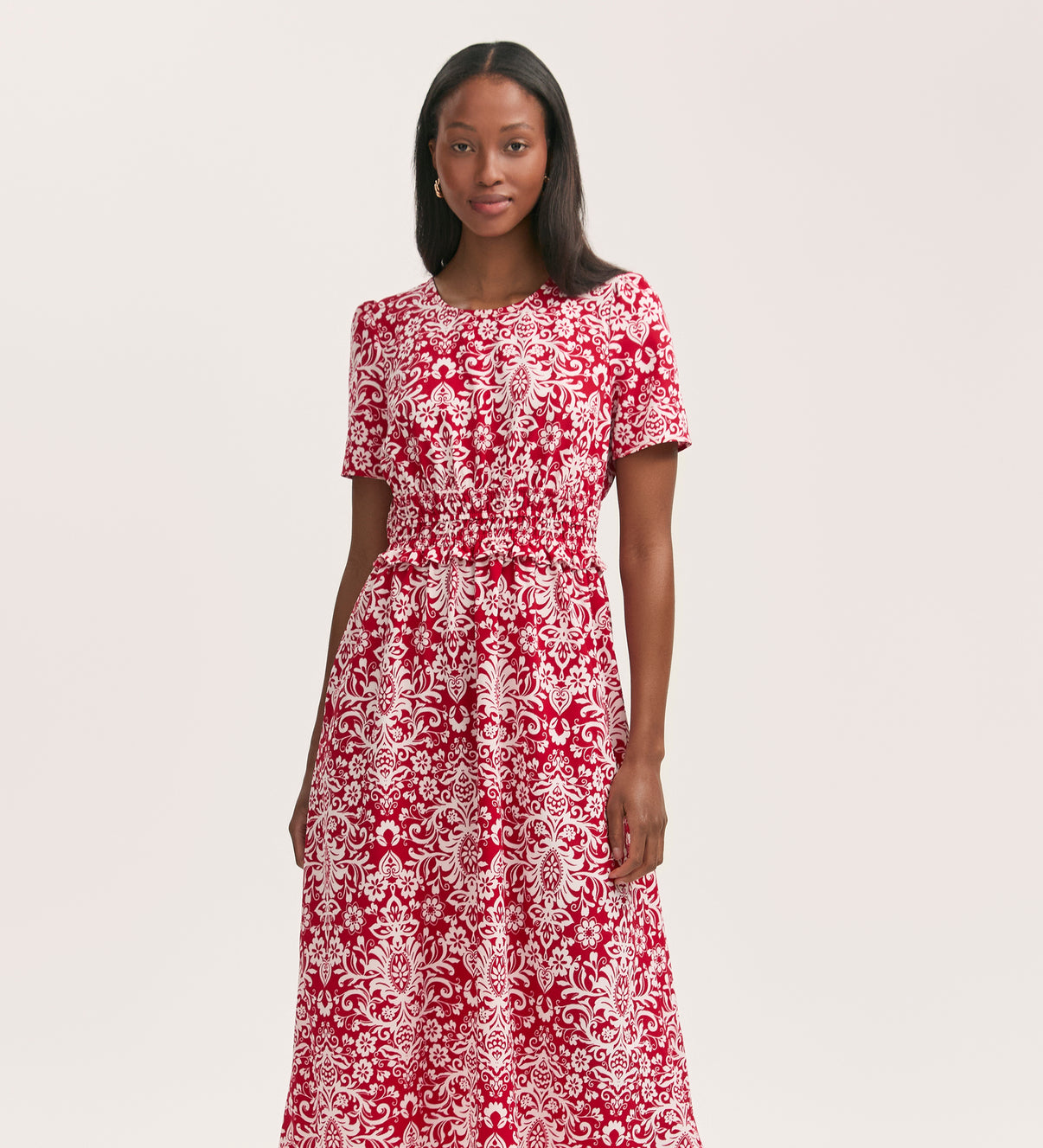 Irini Red Paisley Crepe Midi Dress – Finery London