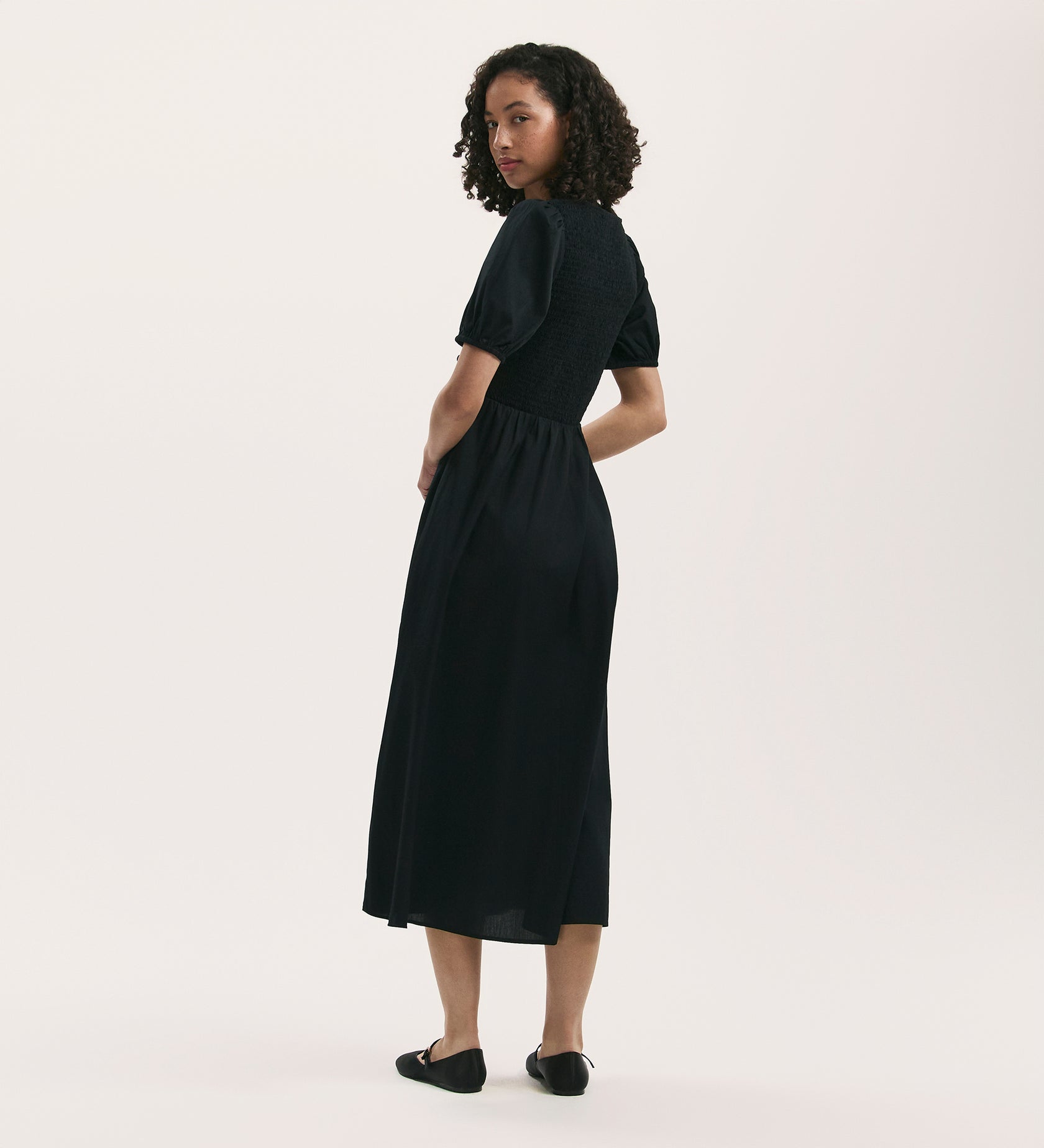 Jamilla Black Cotton Midi Dress – Finery London
