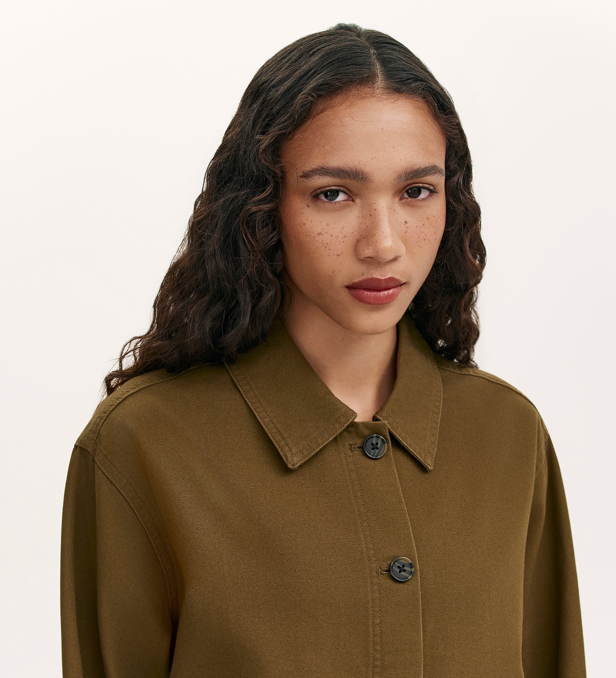 Kelsie Khaki Canvas Jacket | Finery London