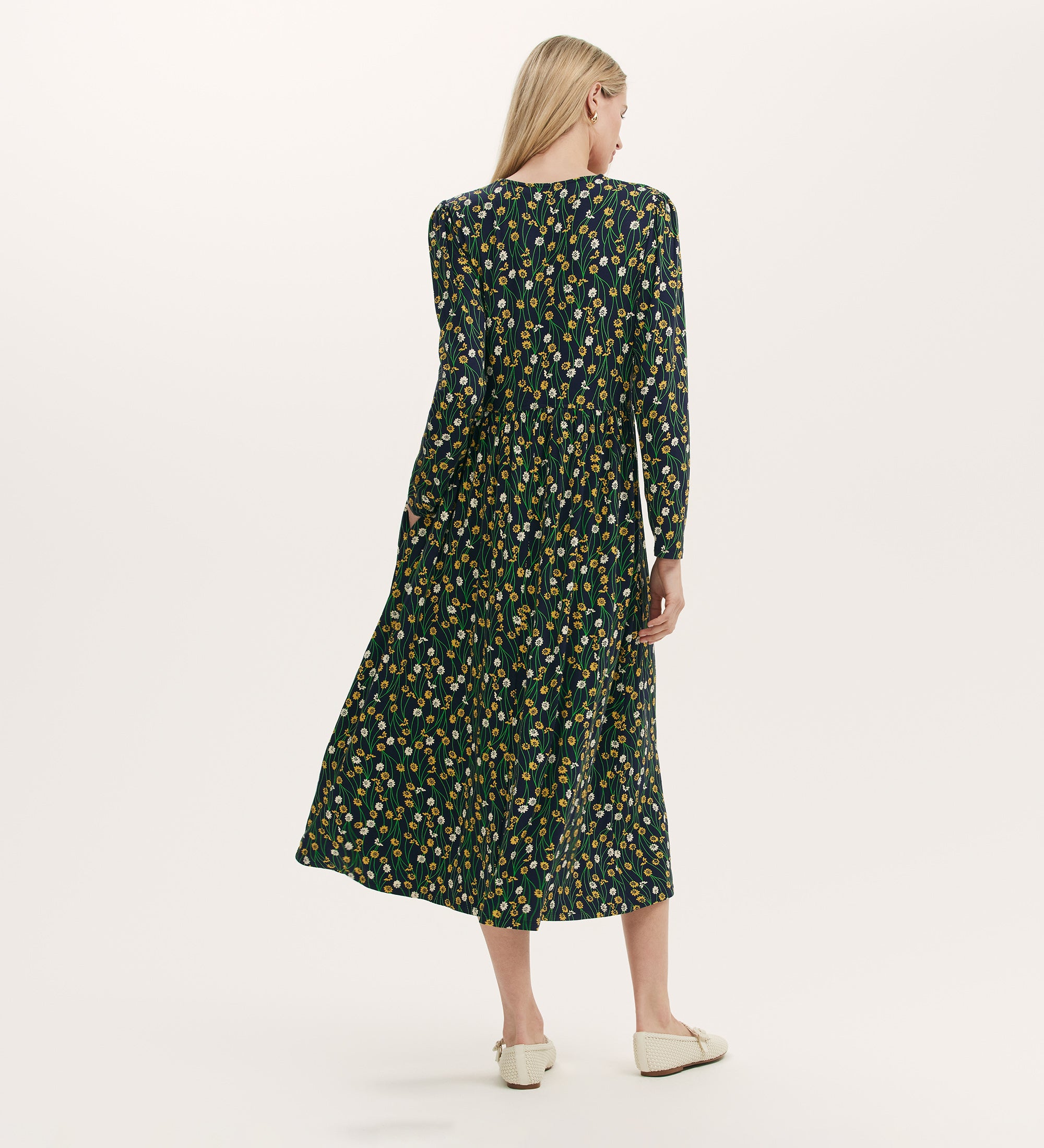 Madelyn Yellow Flower Midi Dress – Finery London