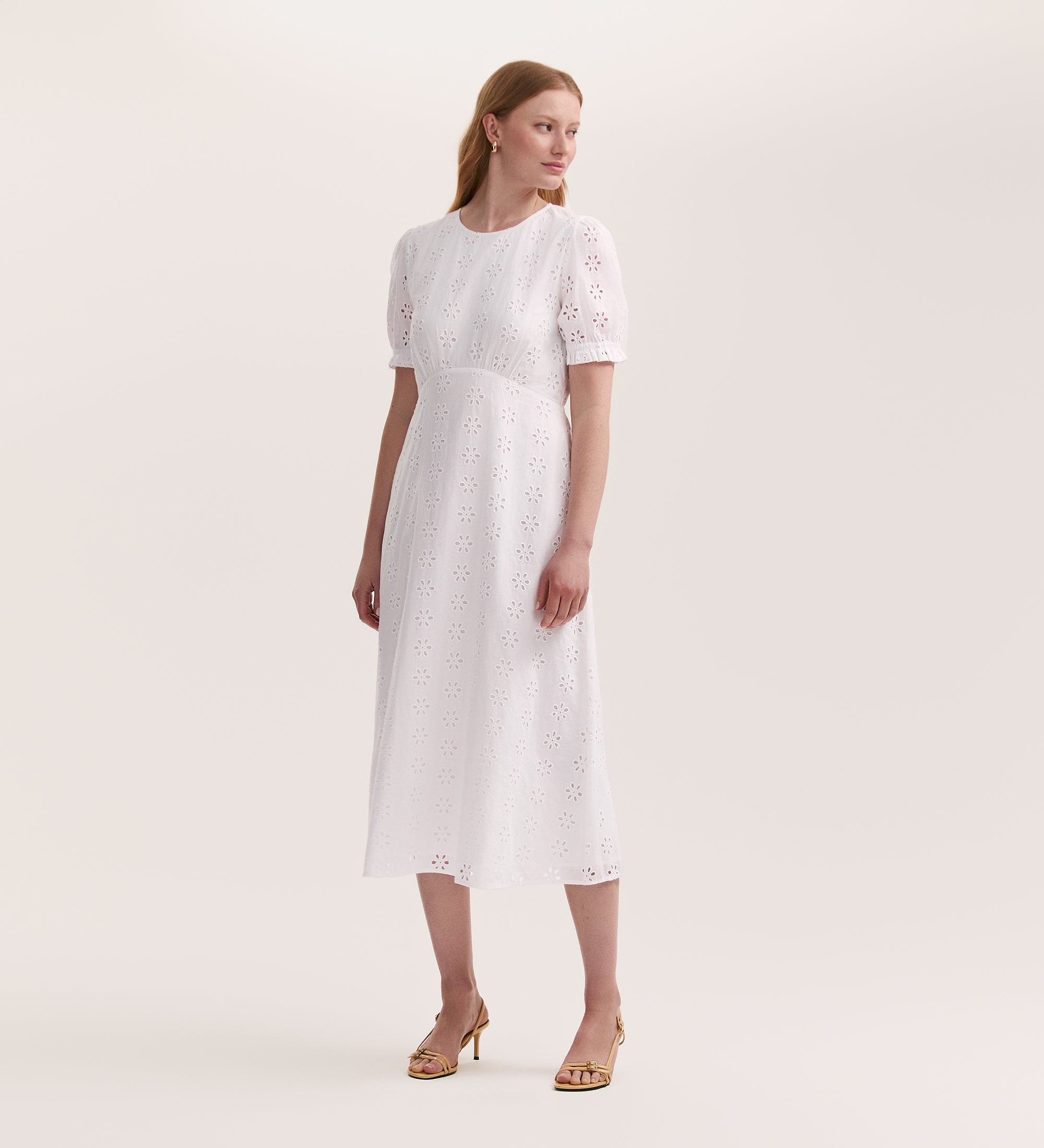 Mela White Cotton Midi Tea Dress – Finery London