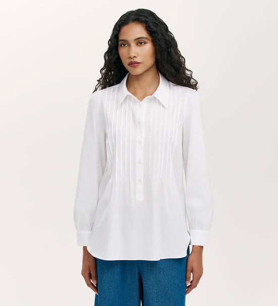 Mimi White Cotton Rich Shirt – Finery London