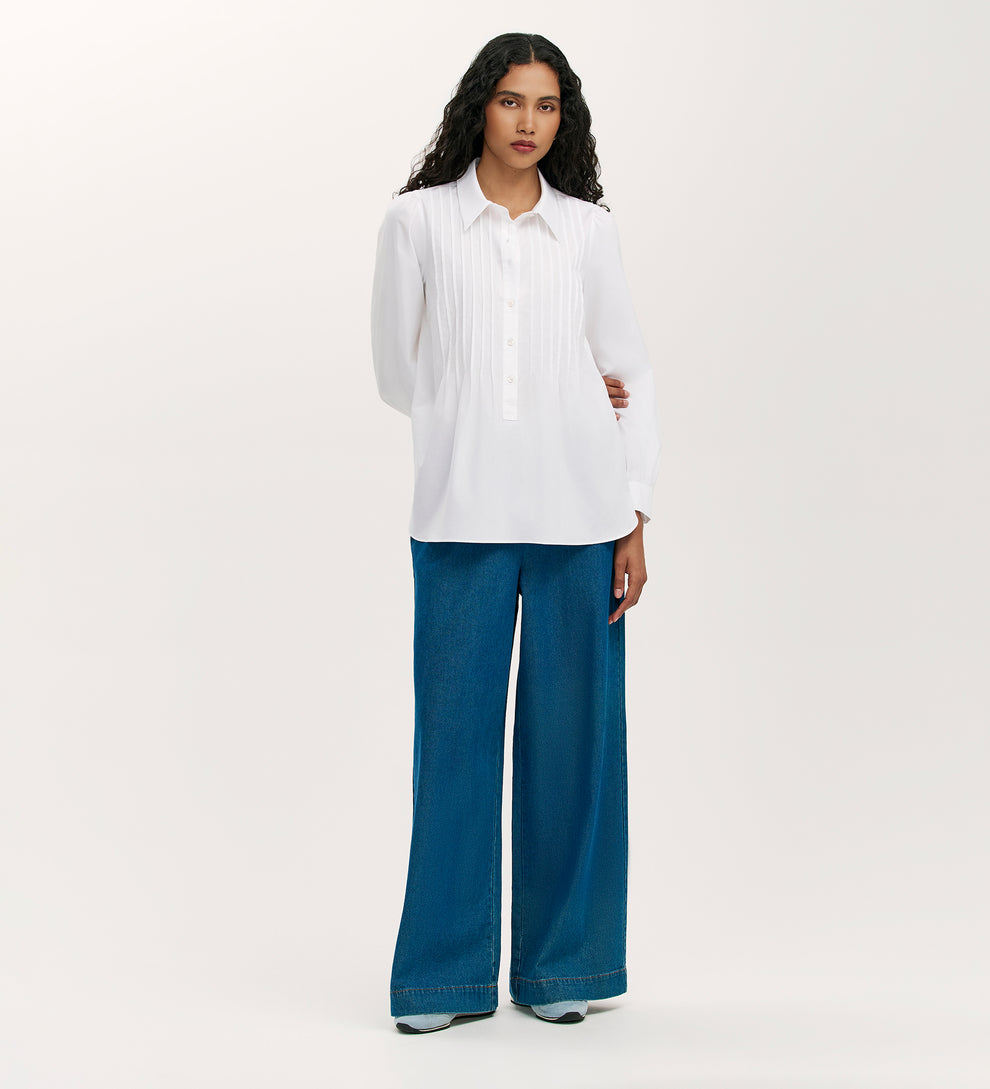 Mimi White Cotton Rich Shirt – Finery London