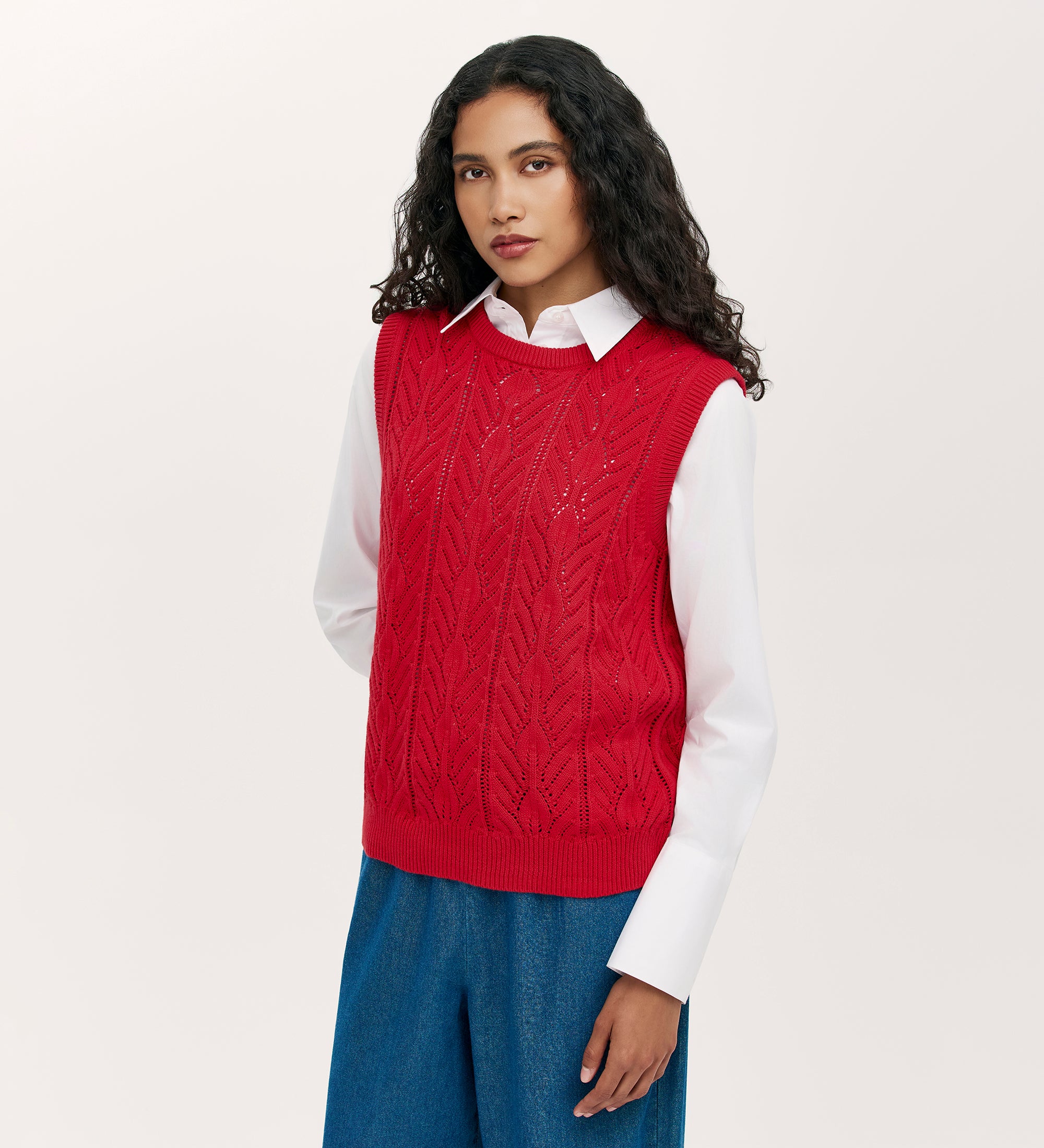 Prim Red Knitted Vest – Finery London