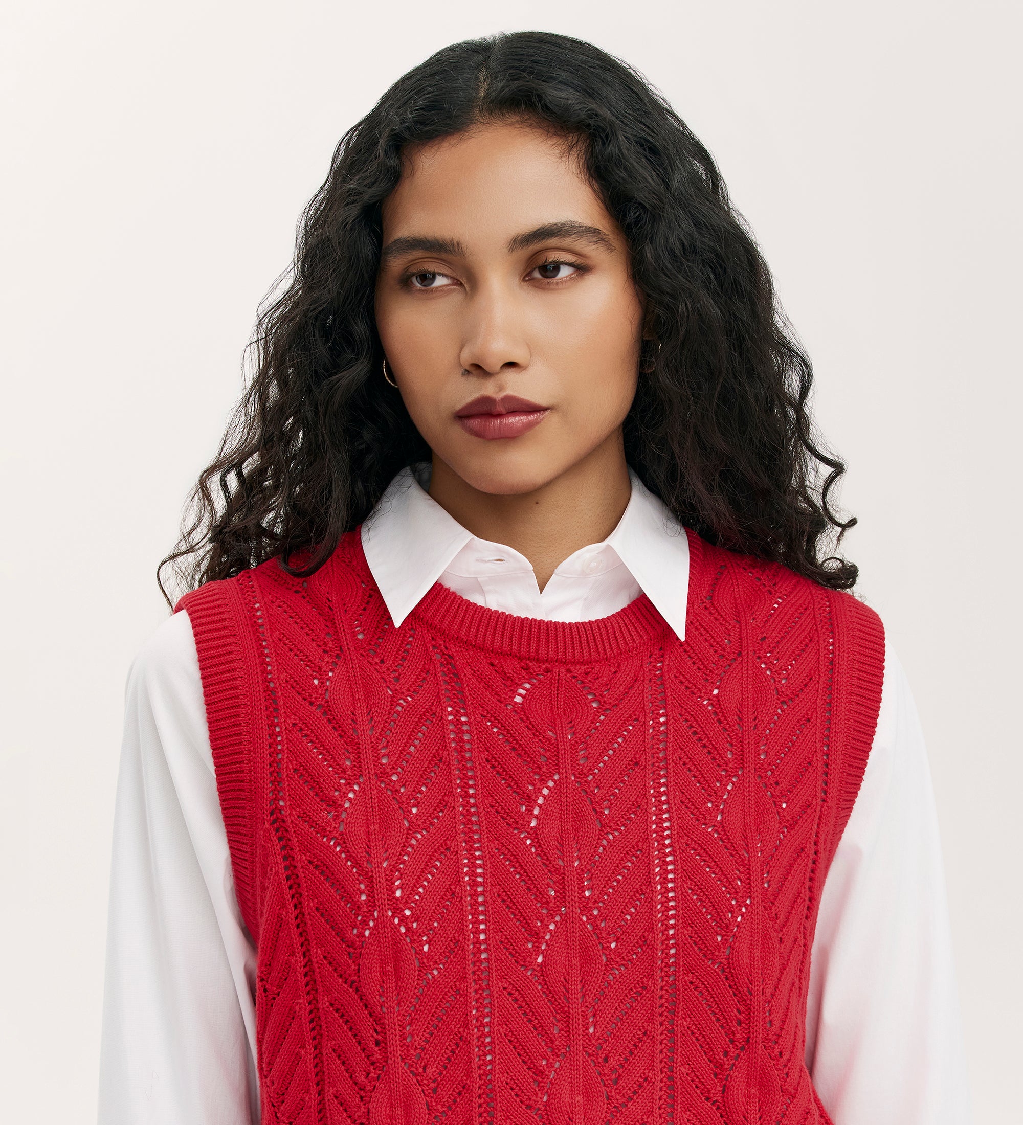 Prim Red Knitted Vest – Finery London