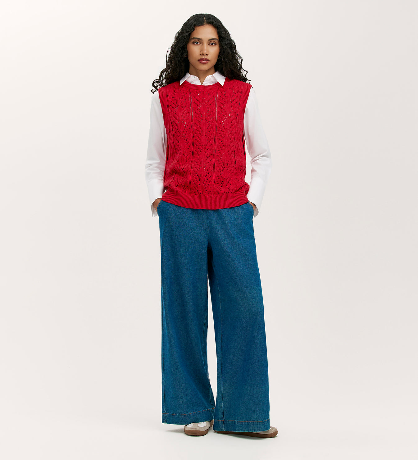 Prim Red Knitted Vest – Finery London