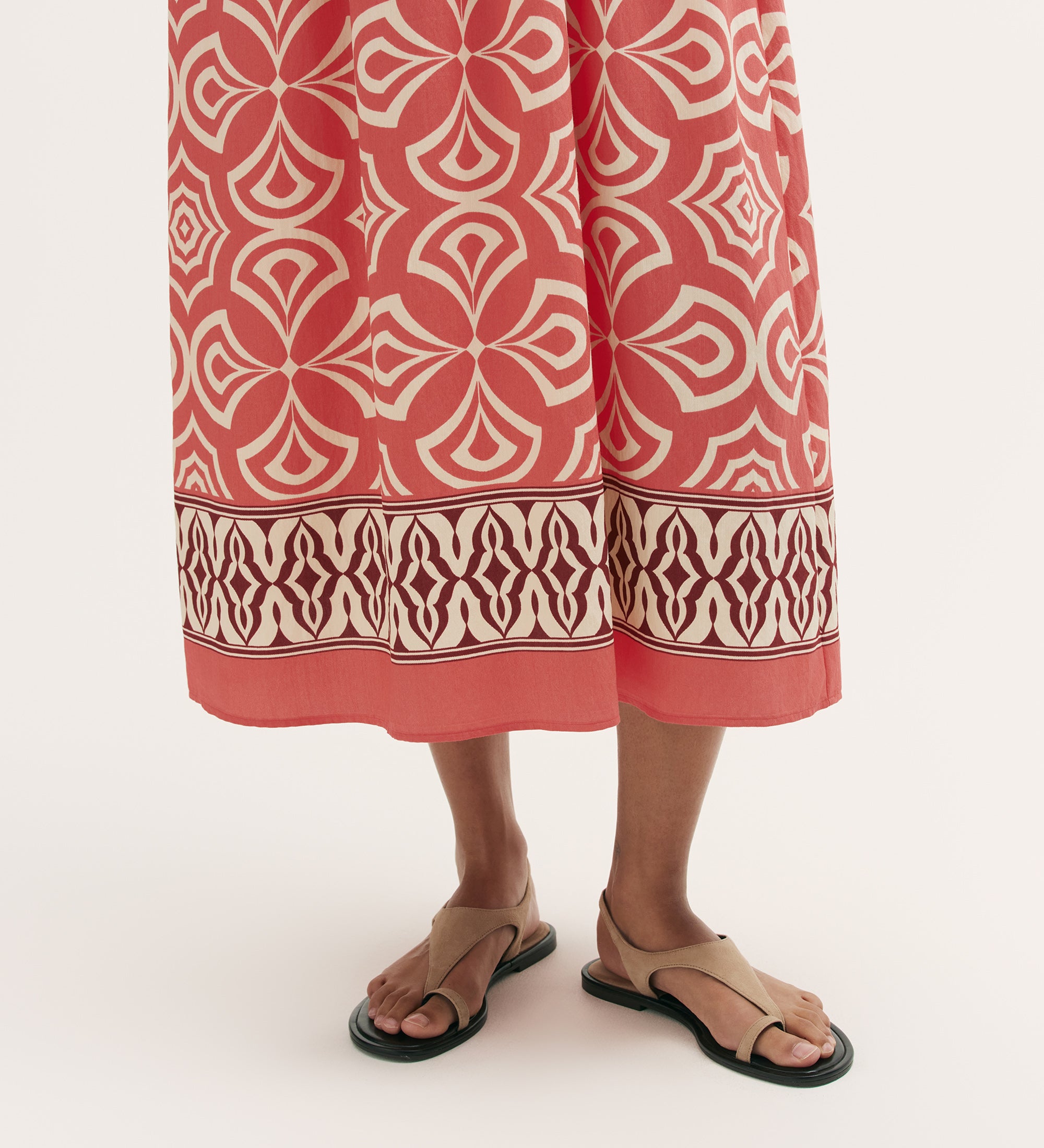 Skylar Coral Mosaic Midi Dress – Finery London